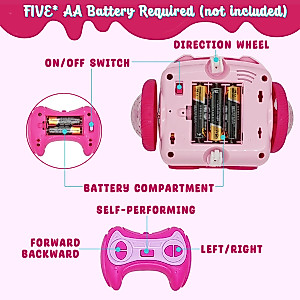 QUN XING Pink Remote Control CAR for Girls 2.4G Lights up Music Spinning Gear Toys with Doll rc Cars for 4,5,6 Year Old Girls Kids, Xmas Birthday Gifts
