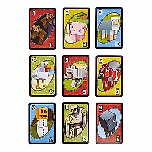 UNO Minecraft Card Game Videogame-Themed Collectors Deck 112 Cards With Character Images, Gift For Fans Ages 7 Years Old & Up