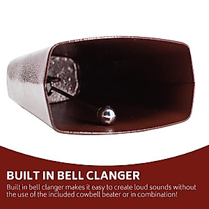 Epic Creations Cow bell with Handle-7 Inch Cow Bell Noise Maker, Cowbell Beater Stick, Cheering Bell for Football Games, Cow Bells for Sporting Events (Antique Copper)