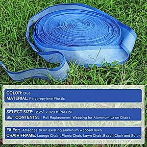 2.25 Inch x 328 Feet Lawn Chair Webbing Blue Patio Chair Webbing Replacement Kit Lawn Furniture Re Webbing