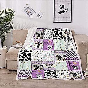 Cow Print Blanket Cow Decor Bedding Throw Blanket,Christmas Birthday Valentine's Day Gifts for Girl Women,Farmhouse Fall Winter Warm Soft Sherpa Thick Throw Blanket for Bed Sofa Office