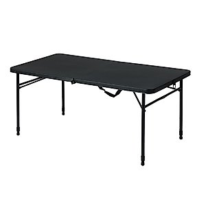 GEEYOU Versatile and Portable: 4-Foot Fold-in-Half Adjustable Table in Rich Black | Convenient and Space-Saving Solution