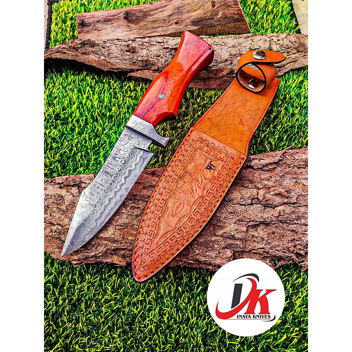 Custom hand made Damascus steel hunting knife,11" inches Skinner,out door survival camping,fix blade, classic, Christmas gift, nice grip handle,sharp, slicer, Leather sheath HUNT-04