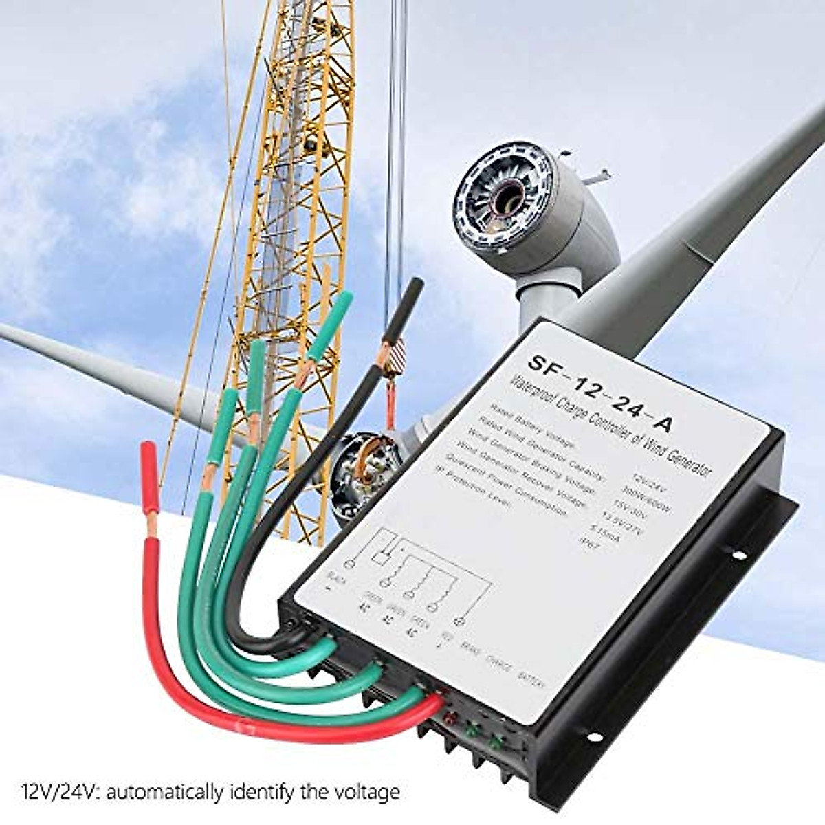 Wind Turbine Controller, 12V/24V 300W/600W Waterproof Wind Turbine Generator Charge Controller Regulator