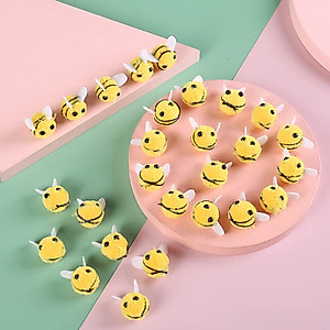 X Hot Popcorn 50PCS Mini Wool Felt Bees Felt Bees for Crafts Cute Plush Bees Wool Felt Bumble Bee for Crafts DIY Bee Themed Party Decoration