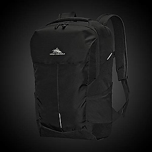 High Sierra Access Pro Backpack with 17-Inch Quilted Laptop Sleeve, Large Organization Pocket and Reflective Straps, Black