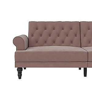 Novogratz Cassidy Upholstered Futon, Blush Velvet