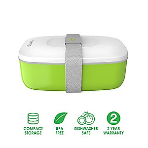 Bentgo Classic (Green) - All-in-One Stackable Lunch Box Solution - Sleek and Modern Bento Box Design Includes 2 Stackable Containers, Built-in Plastic Silverware, and Sealing Strap