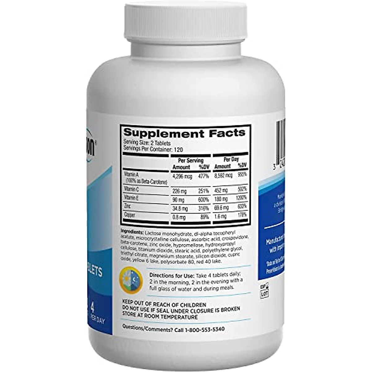 PreserVision AREDS Eye Vitamin & Mineral Supplement, Tablets, 240 Count (Pack of 1) , Packaging may vary