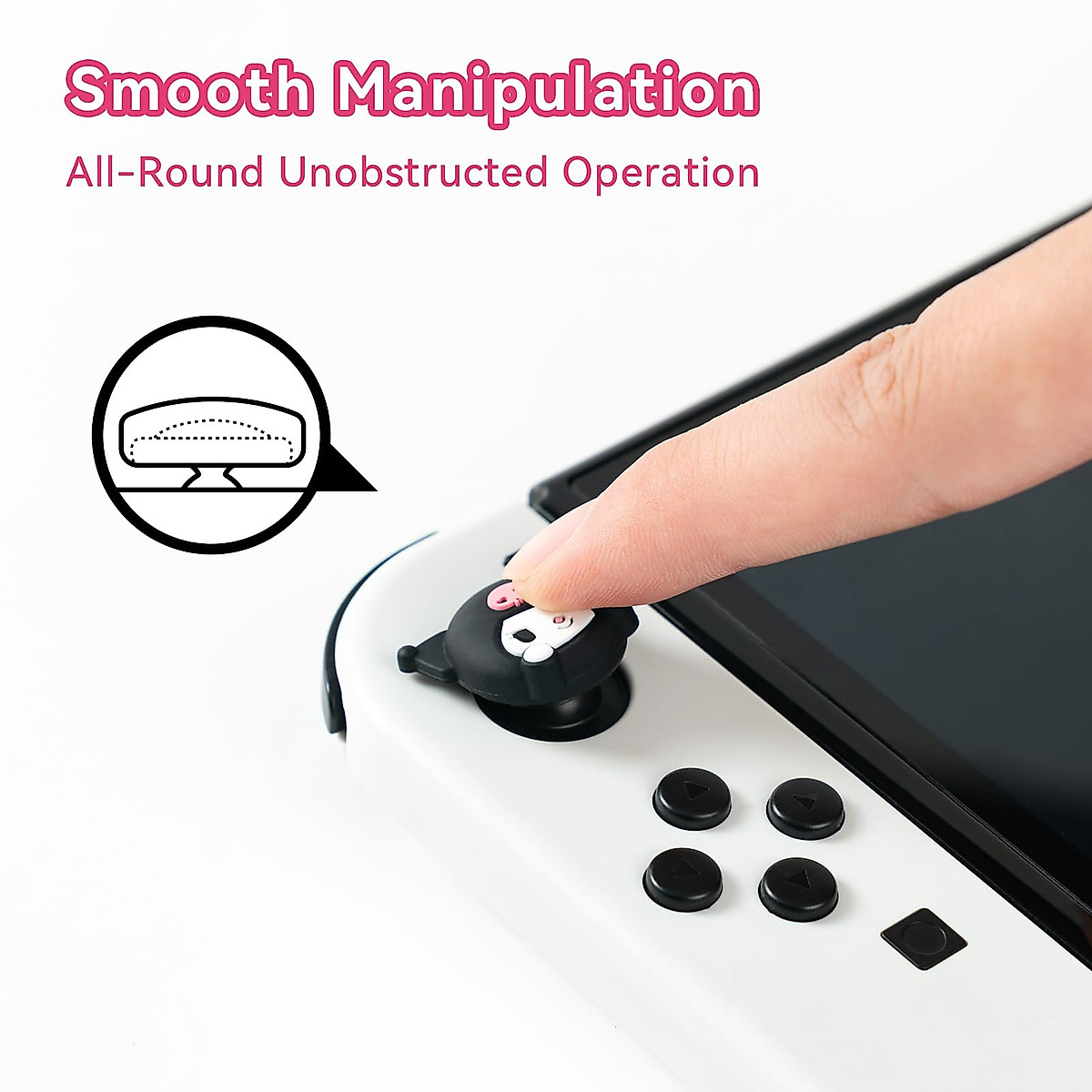 WISHAVEN Cute Pocket Monsters Joycon Thumb Grip Caps Compatible with Nintendo Switch, Soft Silicone Joystick Cover for Nintendo Switch/OLED/Lite Controller, 4PCS (Skull & Troublemaker Rabbit)