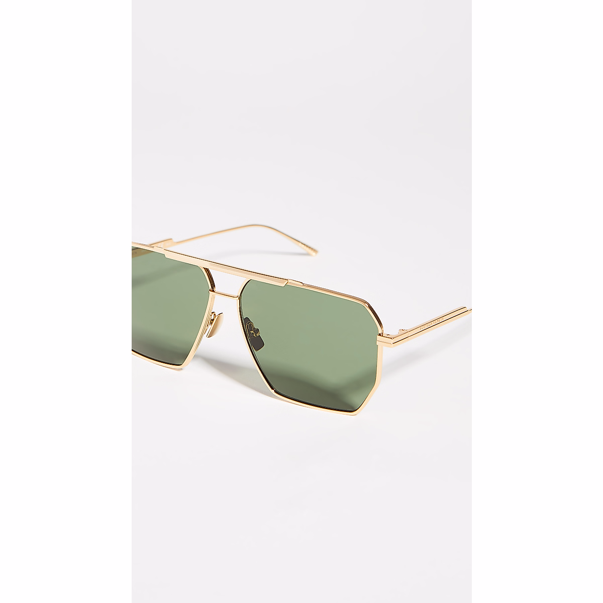 Bottega Veneta Women's Geometric Navigator Sunglasses, Gold/Gold/Green, One Size