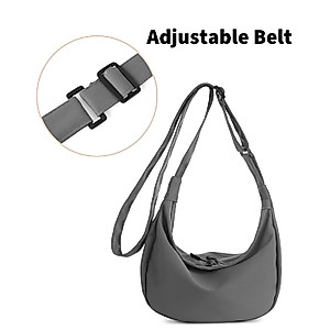 Small Sling Crossbody Bag for Women Men Trendy, Mini Crescent Bag with Adjustable Strap, 2 Zippers Lightweight Nylon Bag