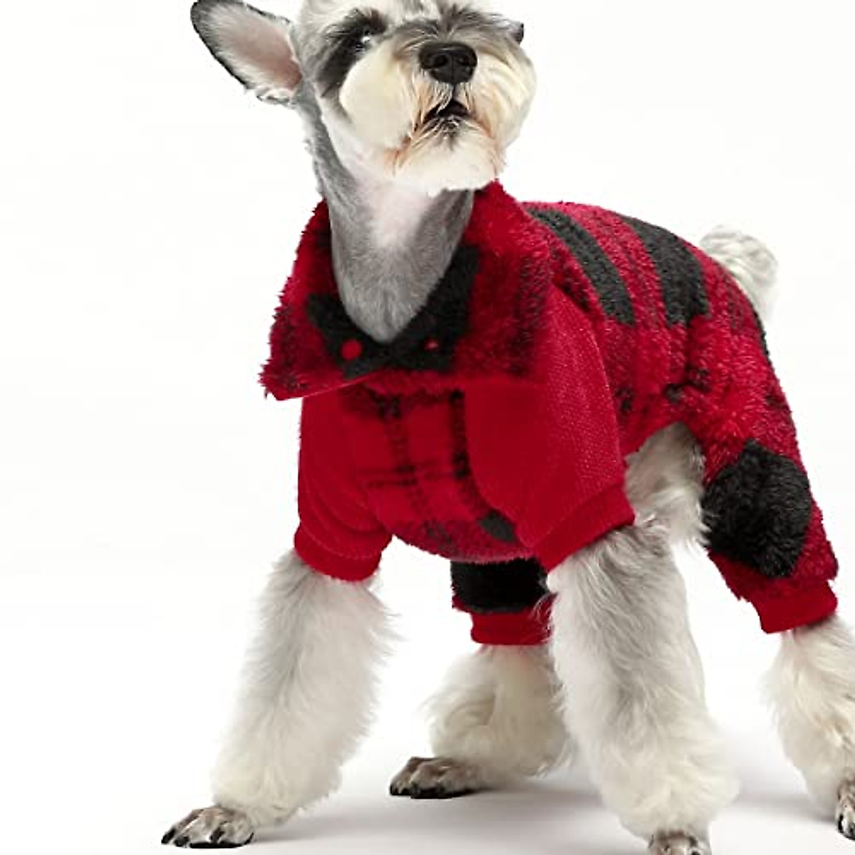 Fitwarm Dog Turtleneck Plaid Sweater, Winter Pajamas, Dog Clothes for Small Dogs Girl Boy, Christmas Pet Coat, Cat Apparel, Red, Large