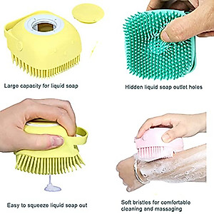 OTAVILEM Body Scrubber with Soap Dispenser for Shower, 3 Pack Silicone Exfoliating Brushes, Soft Body Exfoliator, Bath Loofah for Babies, Kids, Women, Men and Pets, 3 Colors
