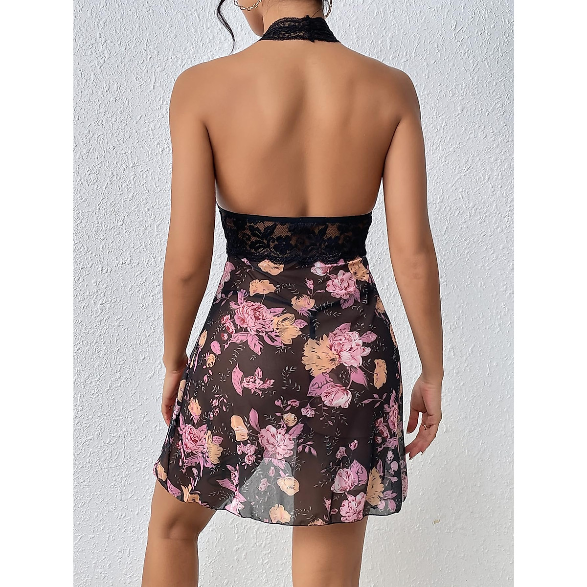 Avidlove Womens Lingerie Halter Lace Babydoll Mesh Sexy Lingerie Set Nightwear