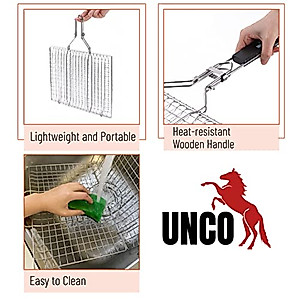 UNCO- Grill Basket, Stainless Steel, Fish Grill Baskets for Outdoor Grill, Vegetable Grill Basket, BBQ Grill Basket, BBQ Basket, Grilling Basket, Fish Basket for Grilling, Grill Accessories.