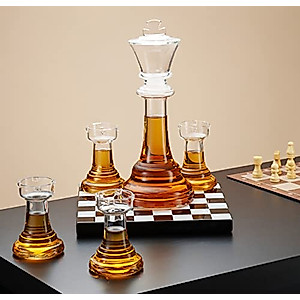 Godinger Whiskey Decanter and Whiskey Glasses Shot Glasses Set, Chess Decanter Set, King Liquor Decanter, Whiskey Gift Sets