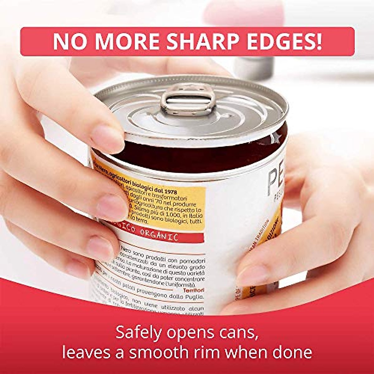 Kitchen Mama Electric Can Opener: Open Your Cans with A Simple Push of Button - Smooth Edge, Food-Safe and Battery Operated Handheld Can Opener(Red)