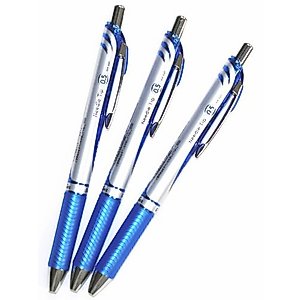 Pentel Energel Deluxe RTX Retractable Liquid Gel Pen, 0.5mm, Fine Line, Needle Tip, Blue Ink-value Set of 3(with Values Japan Original Discription of Goods)