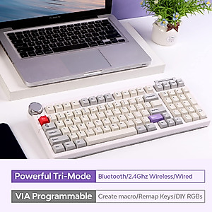 EPOMAKER CIDOO ABM098 1800 Compact VIA Gasket Mount Hot Swap Bluetooth 5.0/2.4Ghz/Type-C Mechanical Keyboard, with Poron Foam, South-Facing LEDs and Metal Knob for Mac/Win(ABM098 Matte Linear Switch)