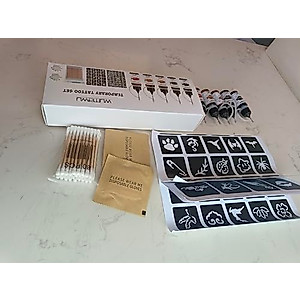 Temporary Tattoos Kits, Semi Permanent Tattoos, DIY Fake Freckles Temporary Tattoos for Women Men Kids Party,Summer Trend hand Ink with 78 Pcs Tattoo Stencils,Jagua Gel - Full Kit 5 Bottles