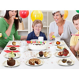 TWOWYHI 50PCS 12inch Oval Paper Plates White and Gold Disposable Paper Plates Dinner Plates for Party Graduation Wedding Anniversary Bridal Shower