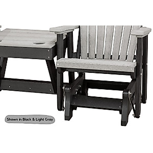DutchCrafters Slat Fan Back Double Poly Adirondack Glider Outdoor Patio Chairs with Center Table (Tudor Brown & Cedar)
