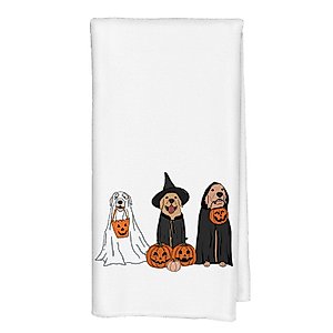 Jvpke Halloween Kitchen Towels, Halloween Ghost Dogs Pumpkin Decorative Hand Towels for Bathroom, Halloween Dish Towels Tea Towels, Halloween Kitchen Bathroom Decor, 16x24 Inches