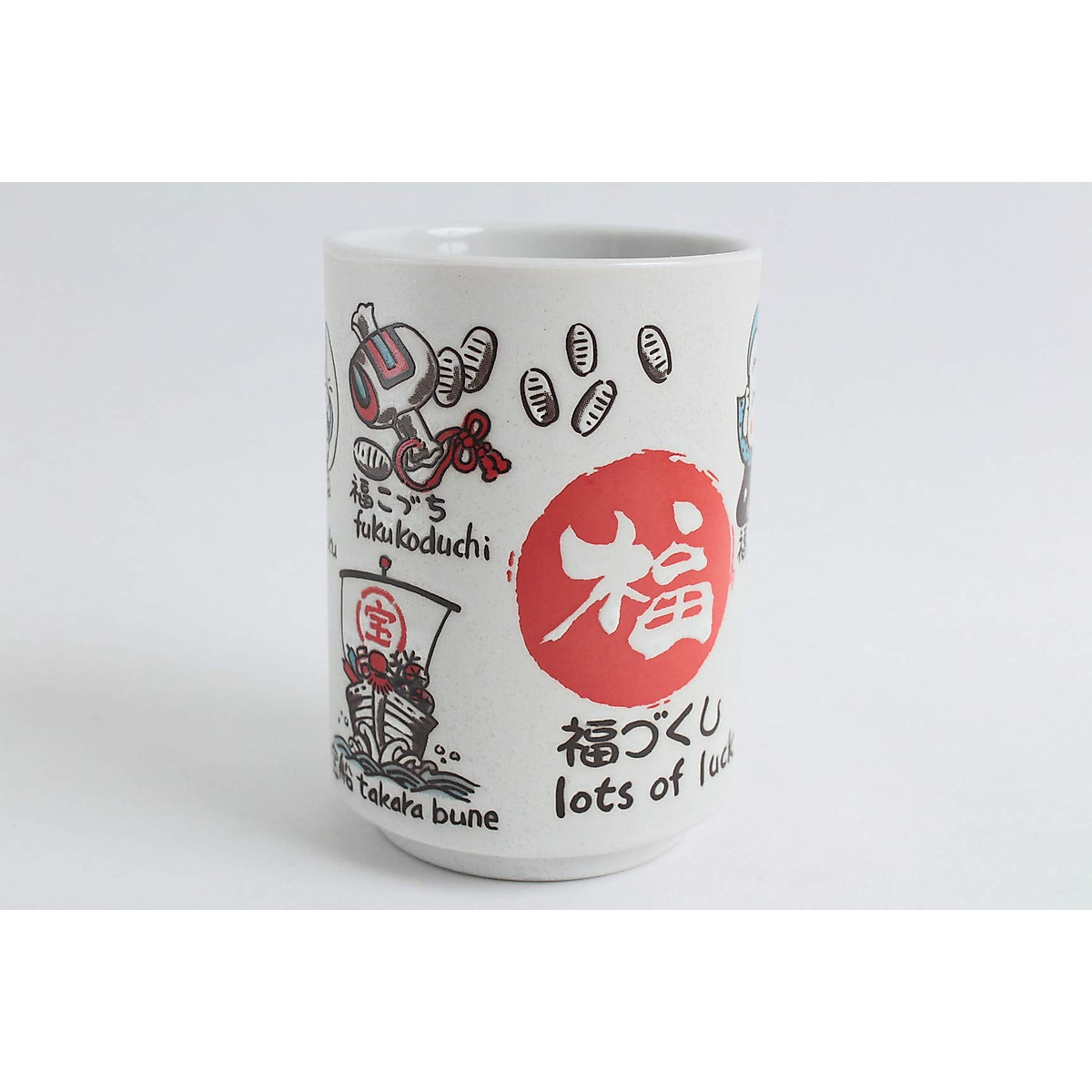Mino ware Japanese Ceramics Sushi Yunomi Chawan Tea Cup Lots of Luck Daruma Manekineko made in Japan (Japan Import) YAY033