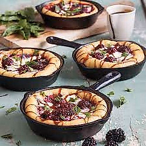 MOZUVE 6 Inch Cast Iron Skillet, Frying Pan with Drip-Spouts, Pre-seasoned Oven Safe Cookware, Camping Indoor and Outdoor Cooking, Grill Safe, Restaurant Chef Quality