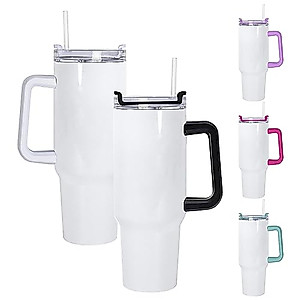 AGH 40 oz Sublimation Tumblers with White Handle and Cover, 20 Pack Mugs Insulated Tumbler with Lid and Straw, Reusable Vacuum Coffee Car Cups shipping from USA