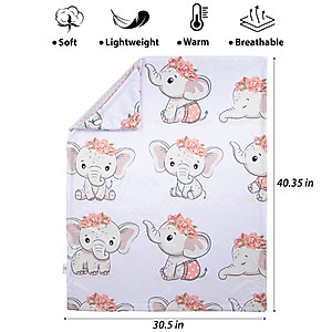 Lil Snuggers Soft Plush Hooded Baby Blankets for Boys and Girls with Double Layer Dotted Backing- Minky Unisex Hooded Toddler Blanket for Nursery,Stroller,Crib- 31”x40.5” (Pink Elephant)