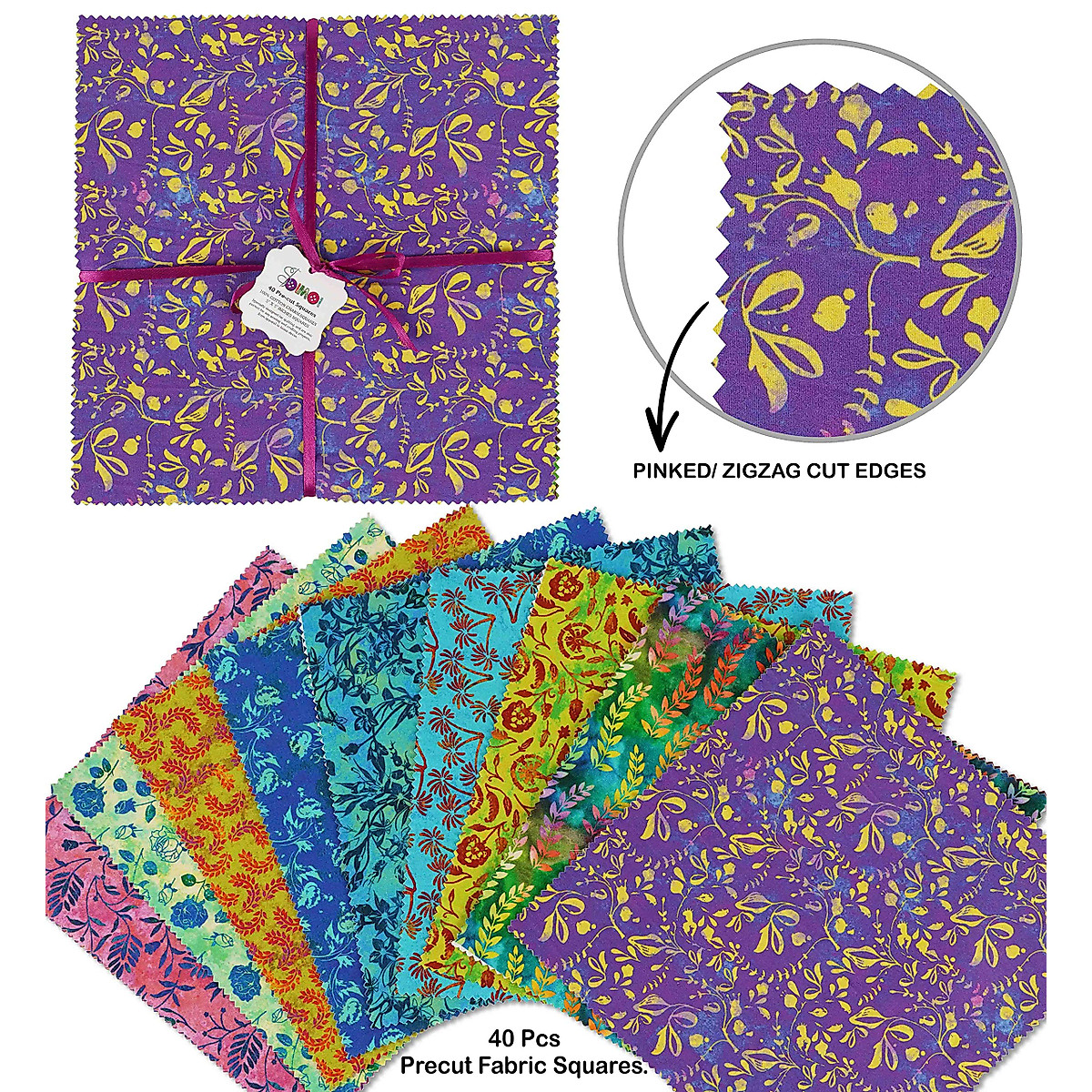 Soimoi Batik Print Precut 5-inch Cotton Fabric Quilting Squares Charm Pack DIY Patchwork Sewing Craft