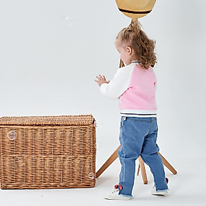 famuka Little Kid Baseball Jacket Warm Cotton Outerwear Toddler Boy Girl Coats (Pink, 2-3T)