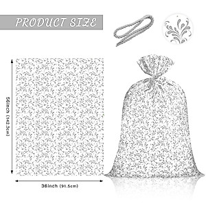 WRAPAHOLIC 56" Large Plastic Gift Bag - Silver Floral Design for Birthdays, Mother's Day, Wedding, Baby Shower, Parties, or Any Occasion - 56" H x 36" W