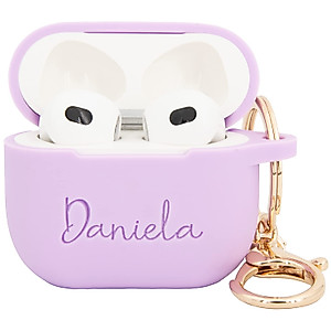 Custom Case Compatible with AirPods 3rd Cover generation With Keychain，Personalized Name Gift Silicon Protective Accessories for Apple Airpods 2nd 1st 3 Pro Birthday for Women Men Girls Boys