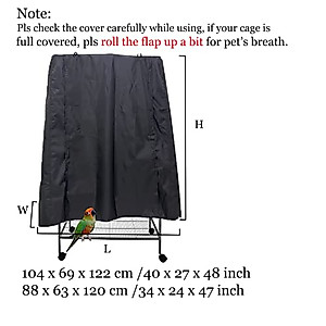J&C Large Bird Cage Cover 420D Bird Cage Covers Heavy Duty Birdcage Cover Waterproof Bird Cage Covers for Night Blackout Sunlight Patio Birdcage Covers