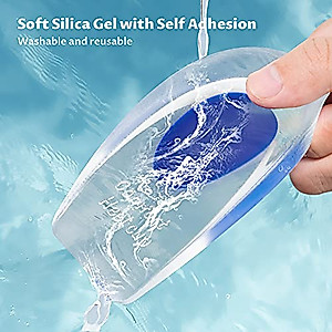 Silicone Gel Heel Cups for Heel Pain Shoe Inserts Heel Protectors for Plantar Fasciitis Foot Pads for Bone Spurs Heel Cushion Heel Lifts for Achilles Tendonitis (Large-6 Packs)