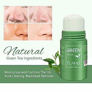 moulis Green Tea Mask Purifying Clay Stick, 2 Pack Stick Blackhead Remover, Face Moisturizing, Oil Control, Deep Pore Cleaning for All Kind Skin Type Women Men 1.25 Ounce (Pack of 2)