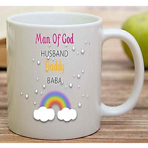 Christian Believers Gift, Wonderful Christmas Present for a Baba - Man Of God Prayers, Navy Multicolor Unisex Sweat 11 Oz White Ceramic Coffee Mug