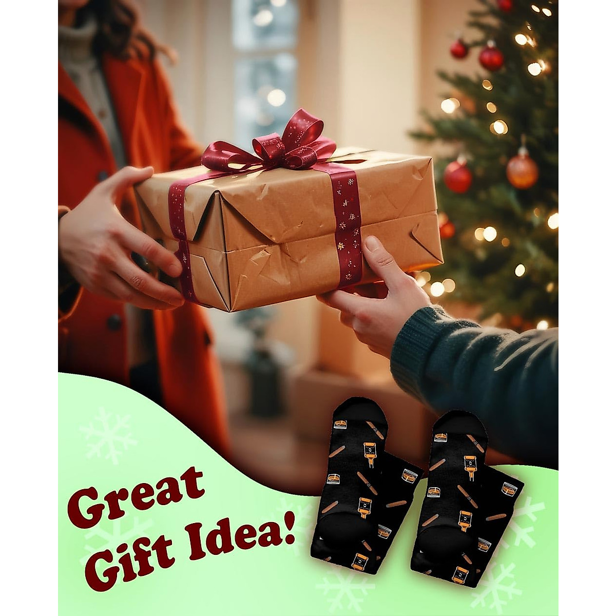 Whiskey Related Gifts Whiskey Socks for Men and Women Celebration Socks 1-Pair Novelty Crew Socks