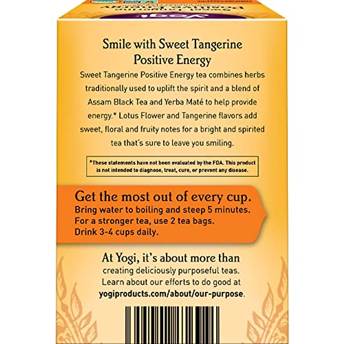 Yogi Tea - Sweet Tangerine Positive Energy Tea (6 Pack) - Supports Elevated Mood and Energy Levels - With Black Tea and Green Tea Extract - Contains Caffeine - 96 Organic Tea Bags