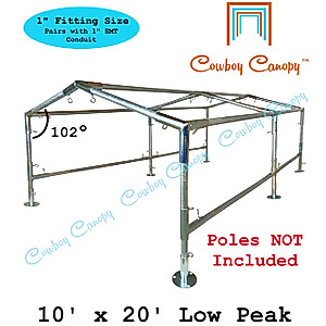 10' x 20' Low Peak Canopy Fittings Kit, DIY Metal Carport Frame Parts, 1" EMT
