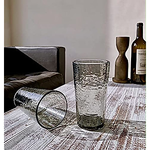 KLIFA- NICE- 14.7 & 20 ounce, Set of 8, Acrylic Tumbler & Highball Drinking Glasses, BPA-Free, Stackable Plastic Drinkware, Dishwasher Safe Cups, Gray