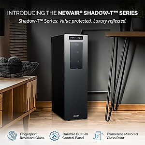 NewAir Shadow-T Series 18 Bottle Thermoelectric Wine Fridge, Dual Temperature Zones, Countertop Wine Refrigerator, Mirrored Compact Wine Cellar, Double-Layer Glass Door Cooler, Vibration-Free