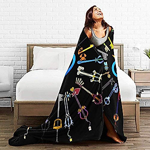 DWgatan Blankets,Thoughtful Uplifting Healing Gift Reversible Fleece Sherpa Comfort Caring Blanket Throw ，Kingdom Hearts Keyblades Ultra-Soft Fleece Flannel Velvet Plush Throw Blanket-80 x60