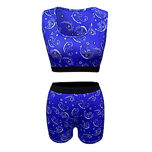 Padaleks Women's Yoga Gym Crop Top Workout Athletic Tank Tops Jogger Shorts Pants Tracksuit 2 Piece Outfits Set