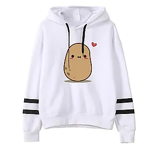 Women Casual Sweatshirt Long Sleeve Hooded Pullover with Front Pocket Loose Striped Print Hoodies Sweatshirt