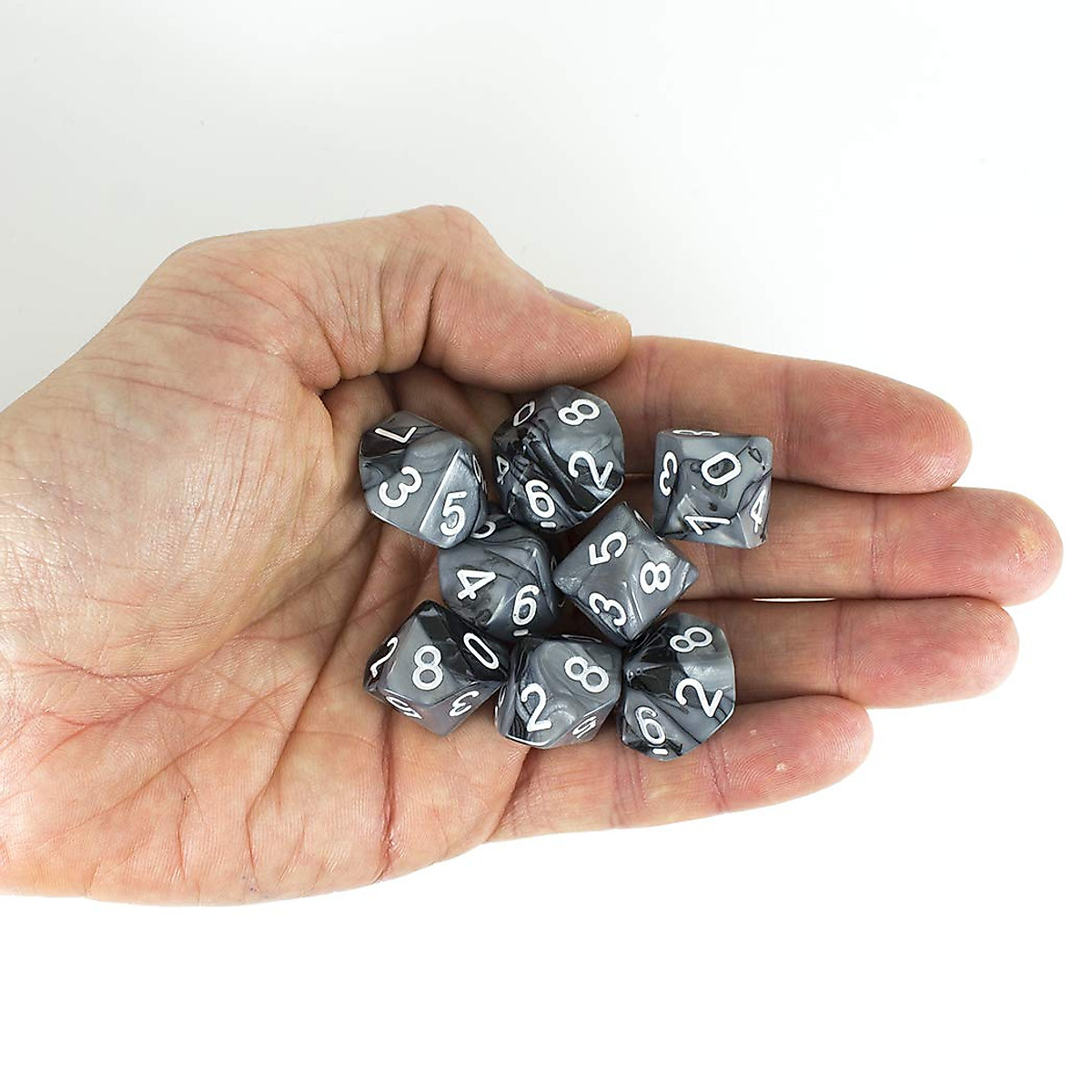 Paladin Roleplaying Gray and Black Dice - 8 D10 Set - 'Claws of Darkness'