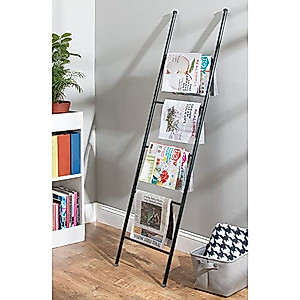mDesign Metal Leaning Towel Ladder for Bathroom - Decorative, Modern Bath Towel Ladder Rack - Standing Display Holder for Bathroom Towels - Bathroom Wall Ladder Rack - Omni Collection - Matte Black